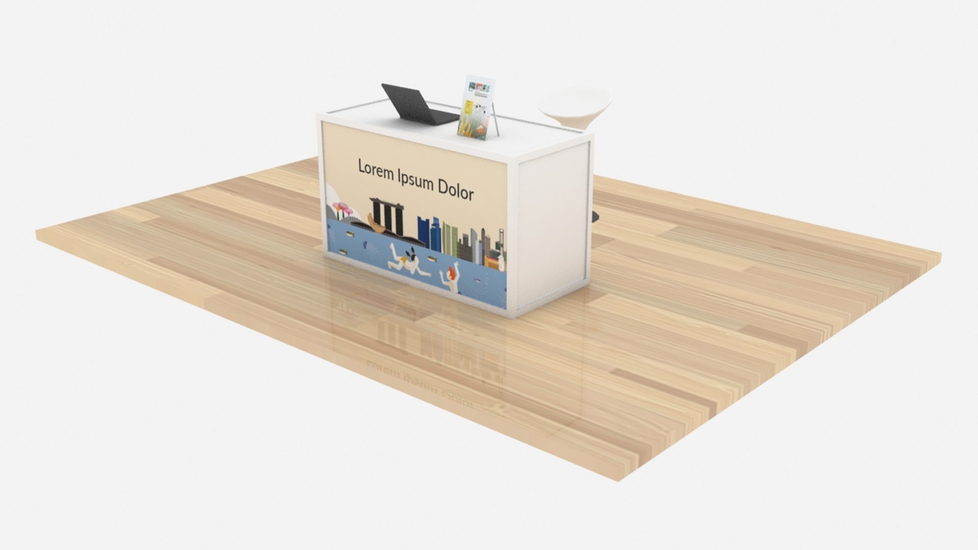 3D Counter Table Desk Bar Stool - TurboSquid 1526087