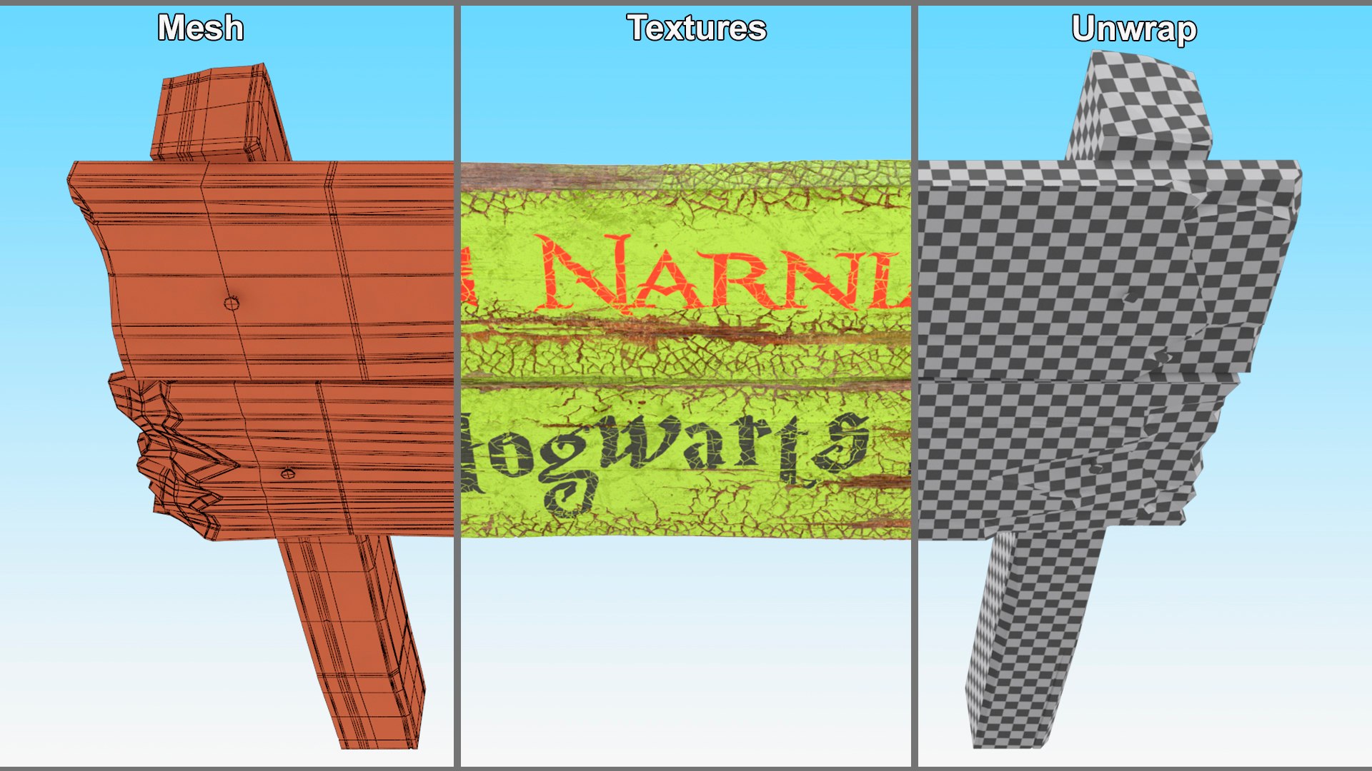 3D model Aged Rustic Wooden Signpost - TurboSquid 2111756