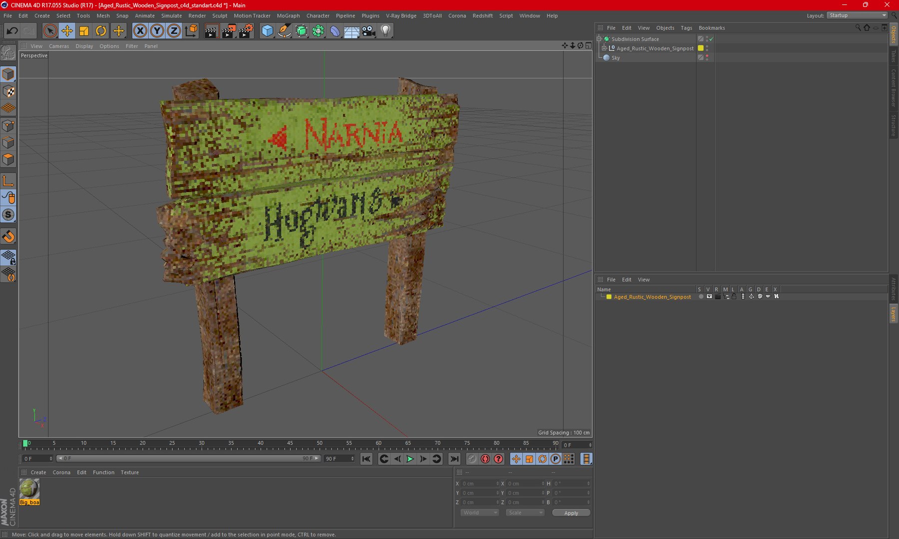 3D model Aged Rustic Wooden Signpost - TurboSquid 2111756