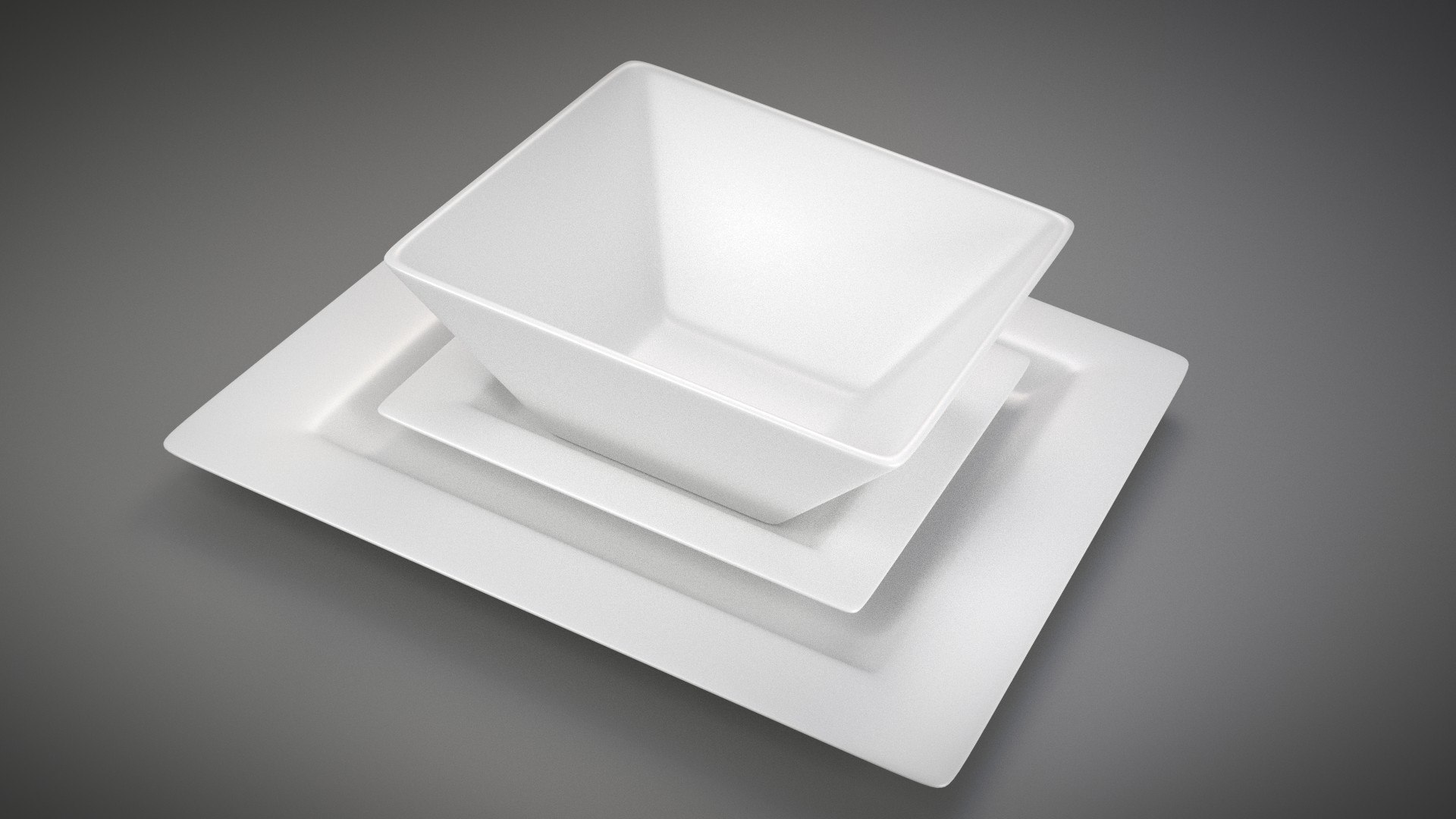 3d Model Square Plate Set
