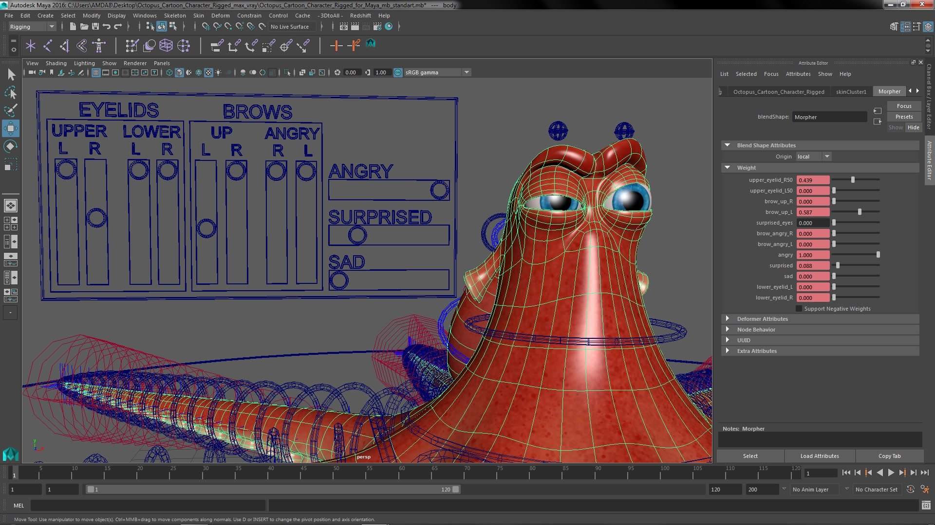 3D Octopus Cartoon Character Rigged for Maya - TurboSquid 1985778