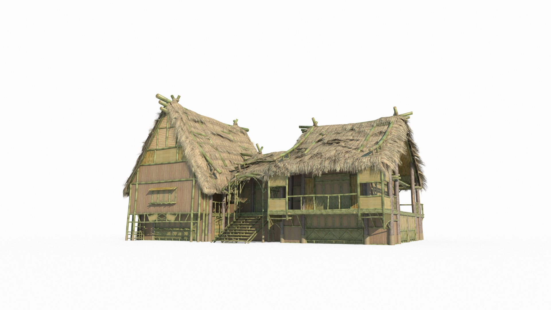 Ancient Asian Architecture Rural Thatched Cottage Model - TurboSquid ...
