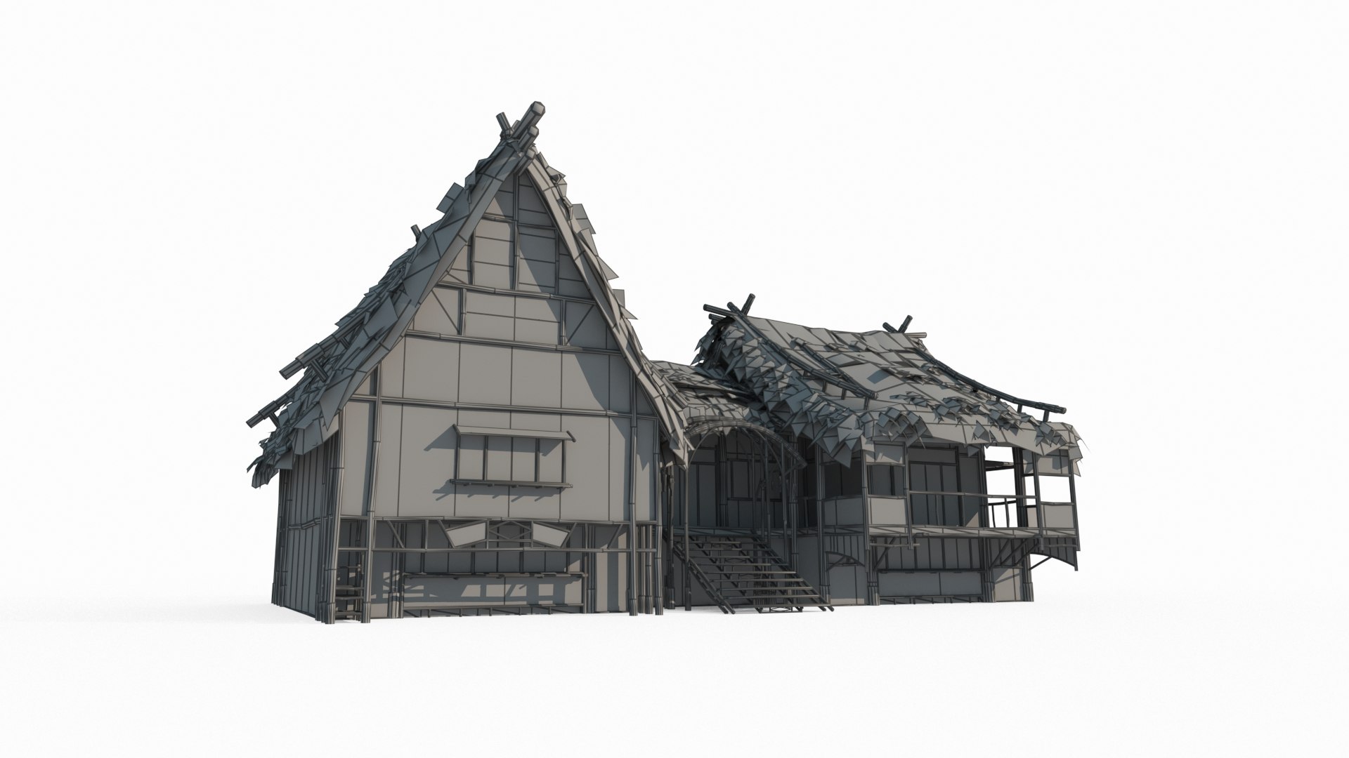 Ancient Asian Architecture Rural Thatched Cottage Model - TurboSquid ...