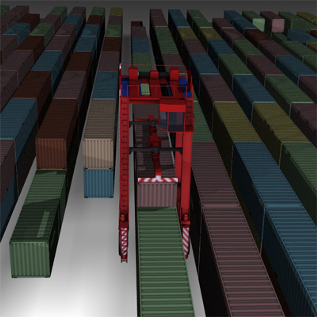 Straddle Container Carrier Animation 3d Model