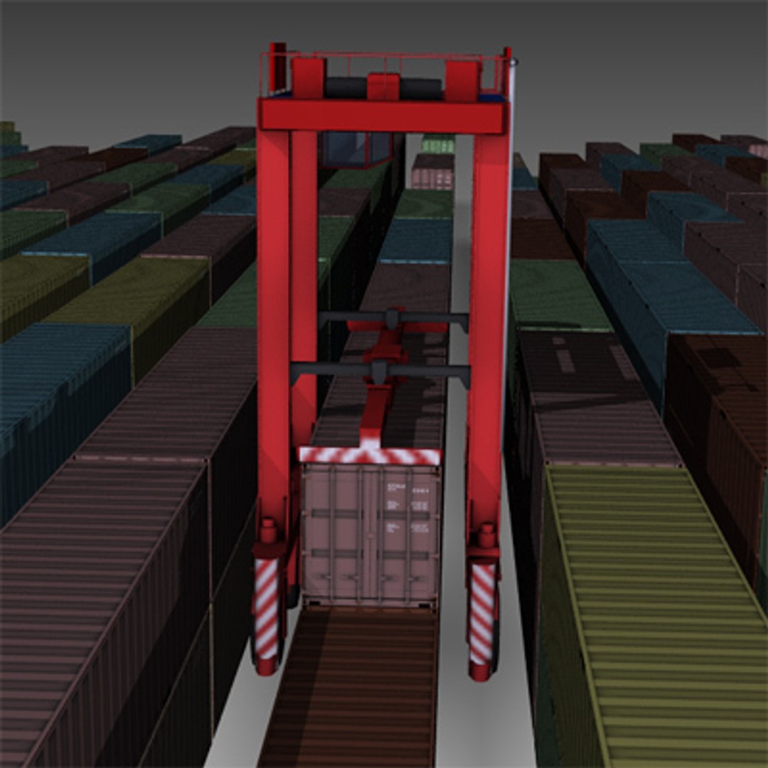 Straddle Container Carrier Animation 3d Model