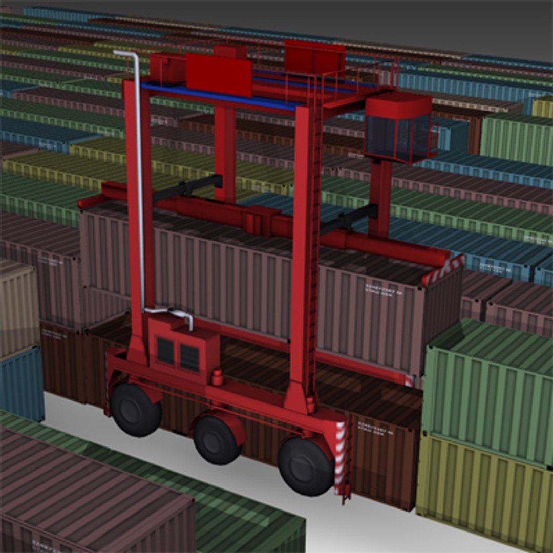 Straddle Container Carrier Animation 3d Model
