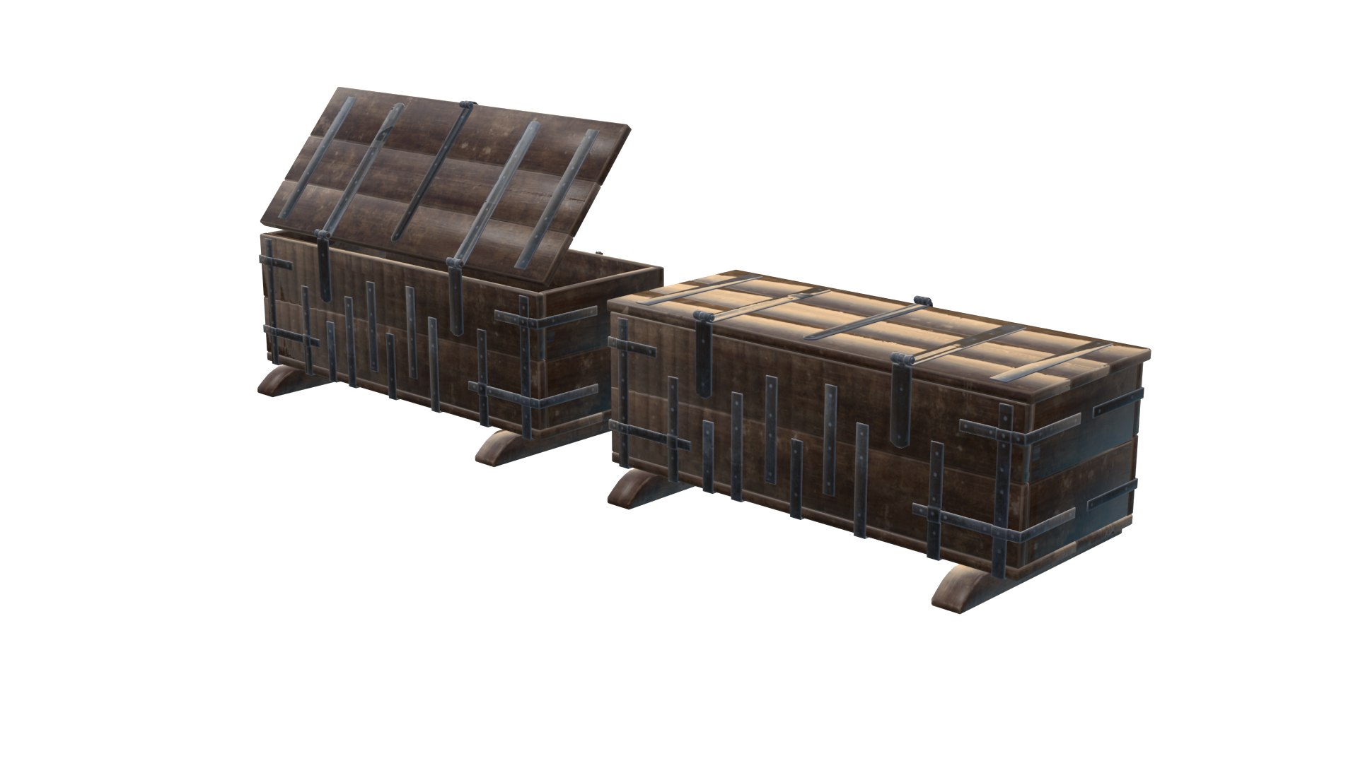 Two Antique Wooden Chests 3D Model 3D Model - TurboSquid 2301740