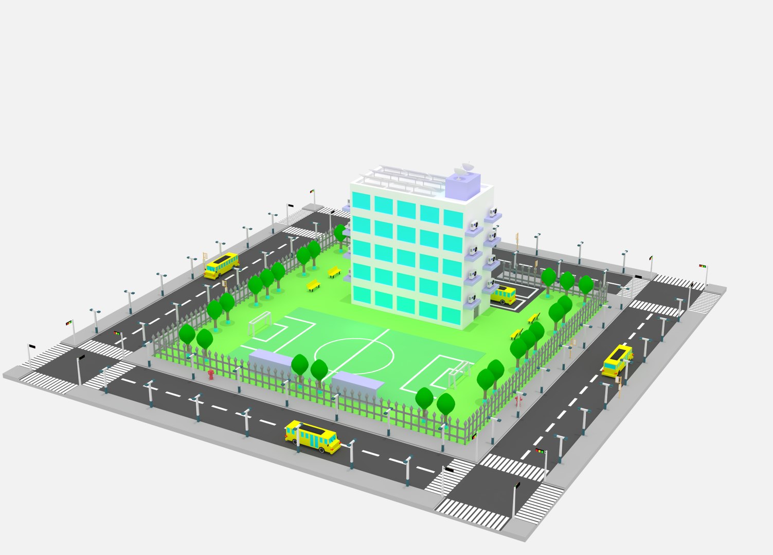 3D Cartoon School Model - TurboSquid 1470016