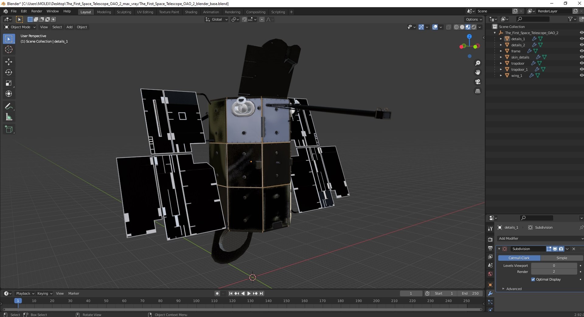 3D The First Space Telescope OAO 2 Model - TurboSquid 2106188