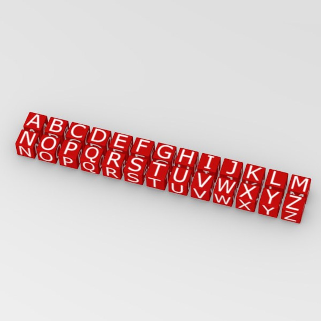 3d model boxes alphabet letters