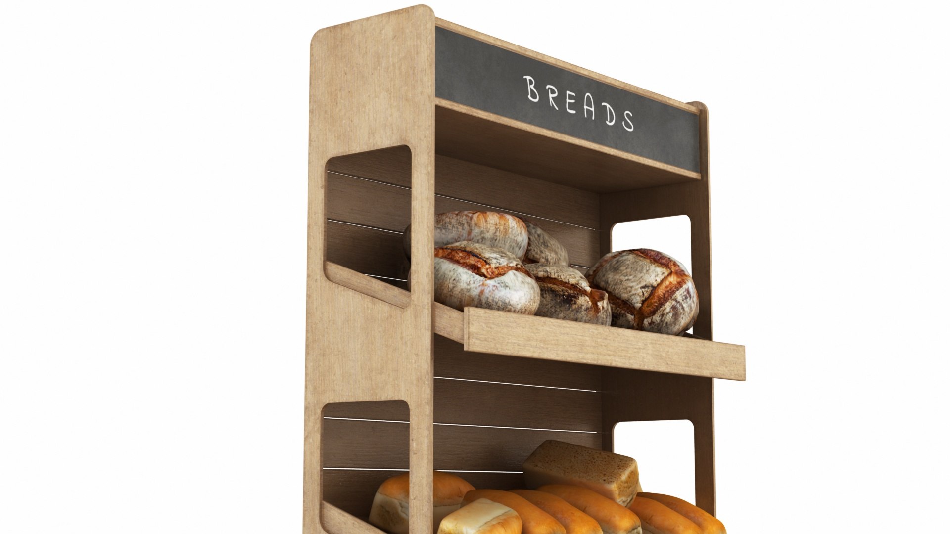 3D Model Bakery Stand With Breads - TurboSquid 2425920
