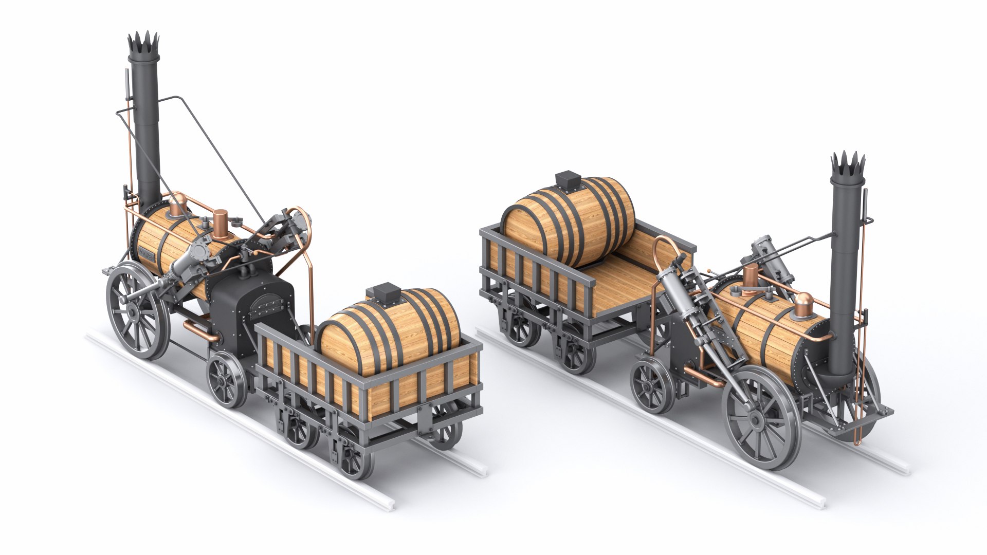 Rocket Steam Locomotive Model - TurboSquid 1896775