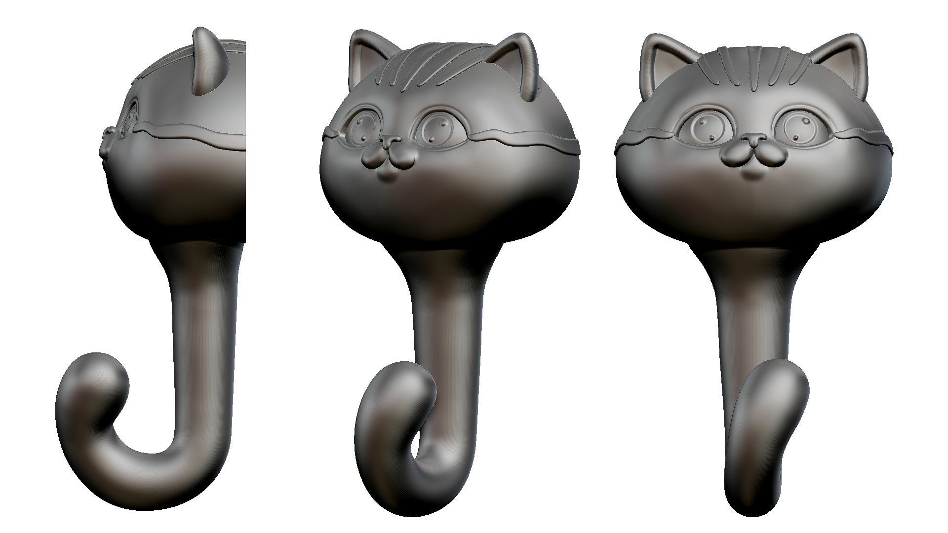 3D Model Cat Wall Hook Holder - TurboSquid 2410043