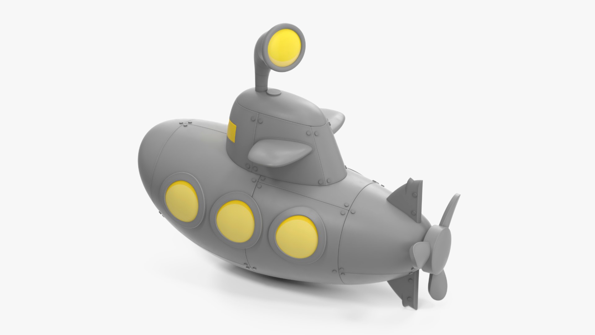 Submarine Cartoon Grey Rigged Model - TurboSquid 2211500