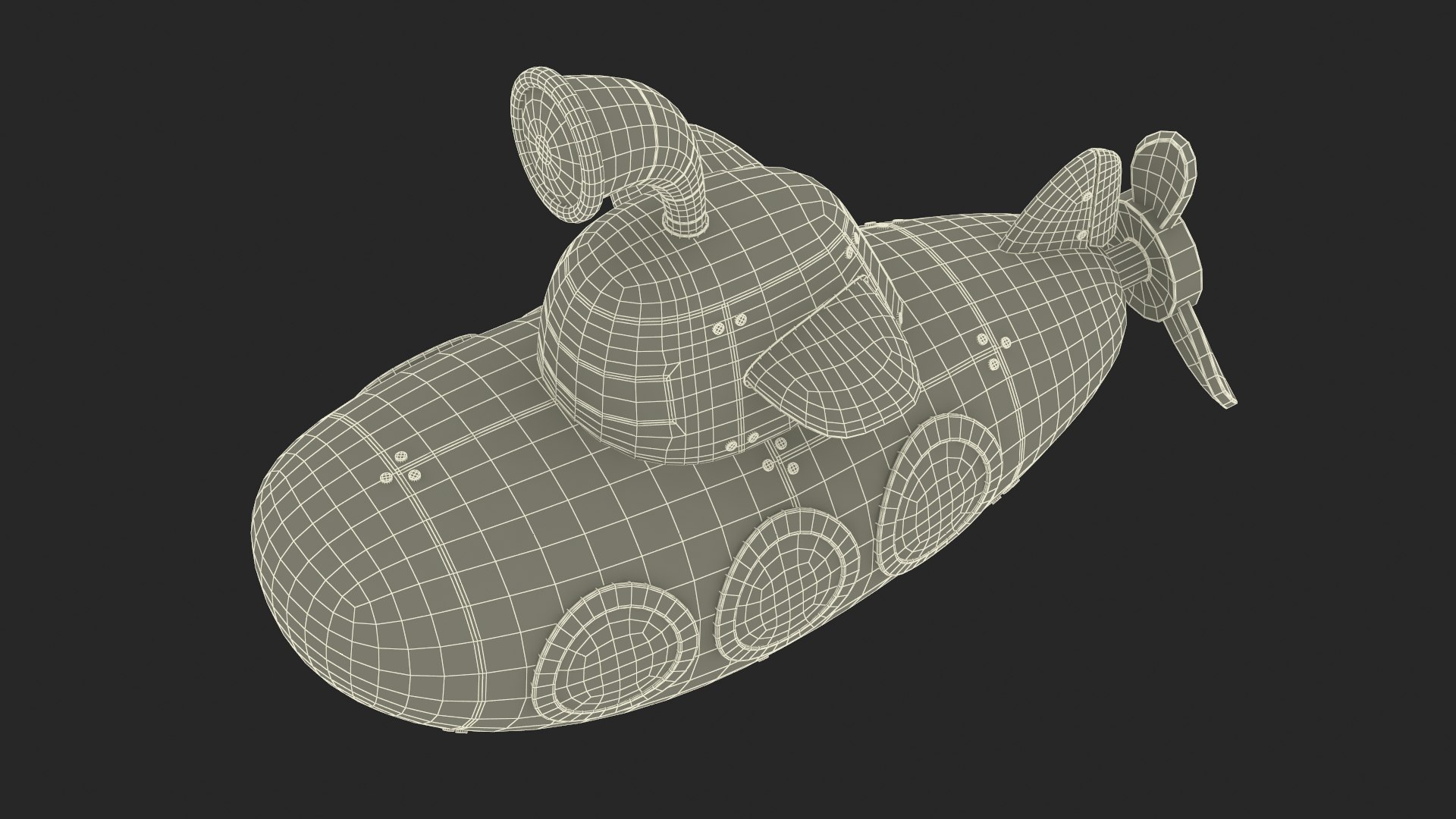 Submarine Cartoon Grey Rigged Model - TurboSquid 2211500