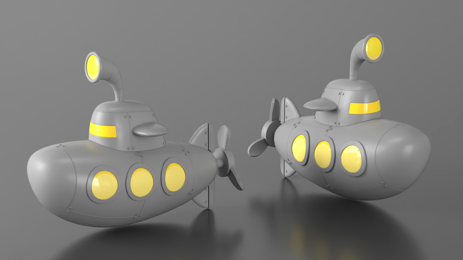 Submarine Cartoon Grey Rigged Model - TurboSquid 2211500
