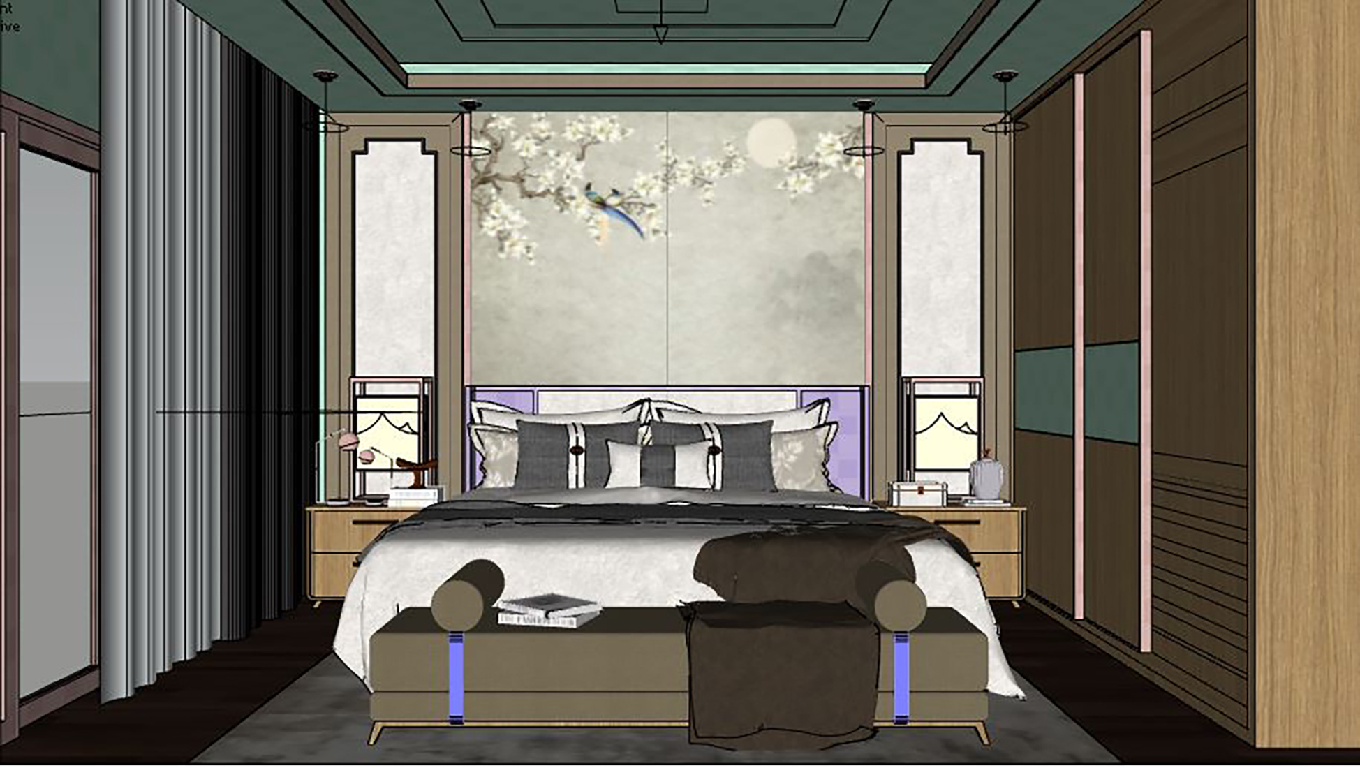 modelo 3d Dormitorio Sketchup archivo Material completo Vray 4 FBXOBJ ...