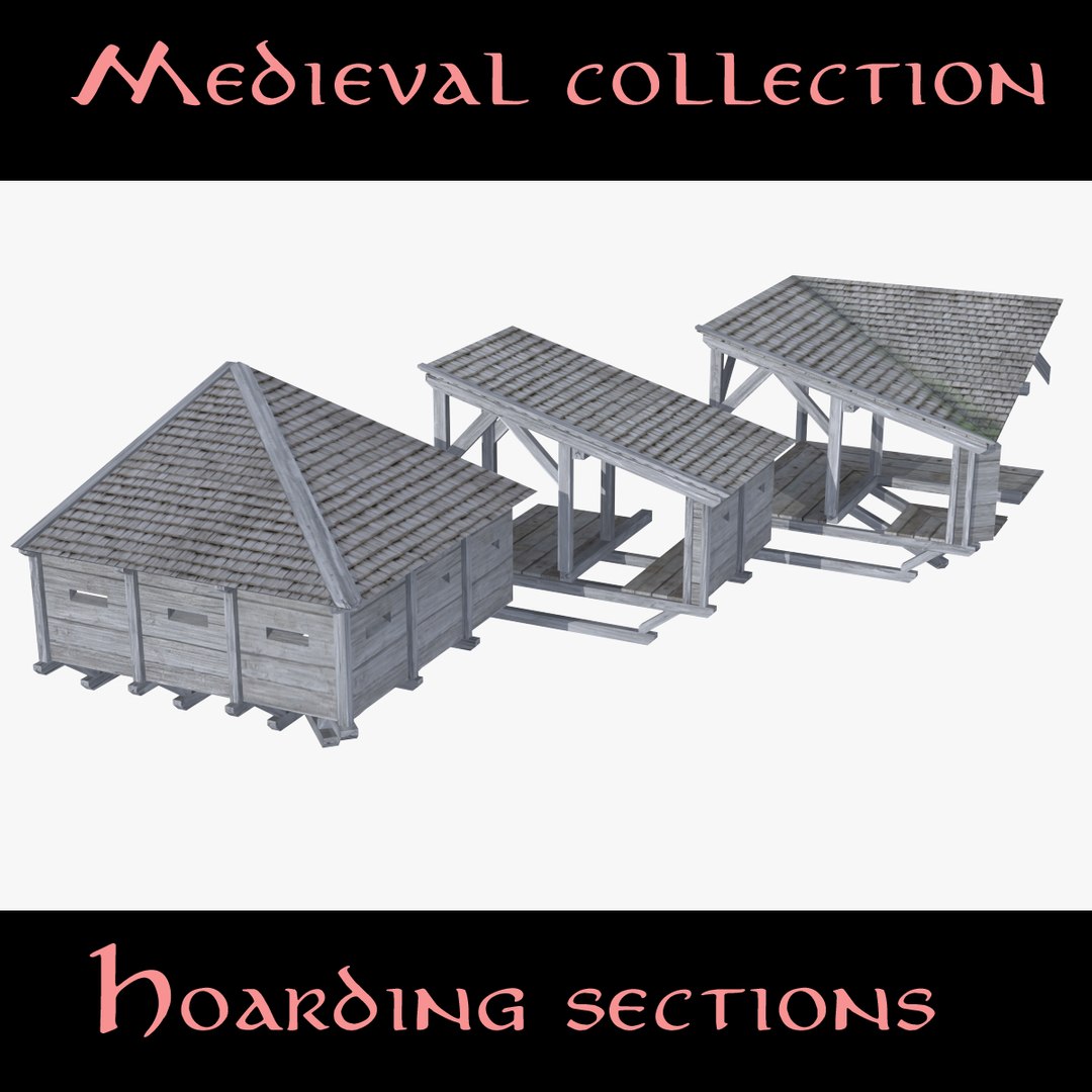 3d model castle hoarding sections