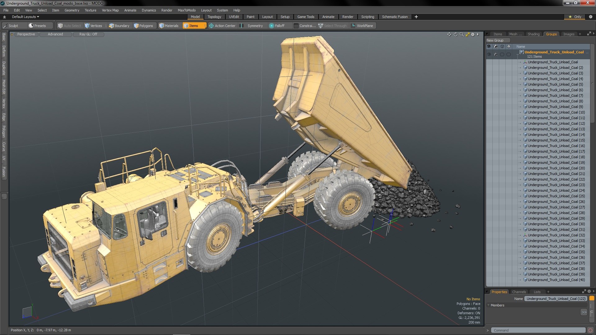 3D Underground Truck Unload Coal model - TurboSquid 1893548