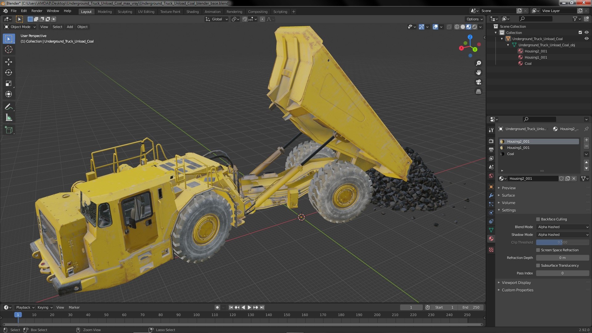 3D Underground Truck Unload Coal model - TurboSquid 1893548