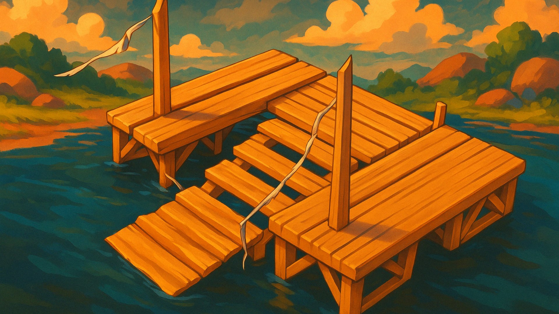 Stylized Wooden Dock Pier Platform 3K Tris Game Ready Asset FBX OBJ ...