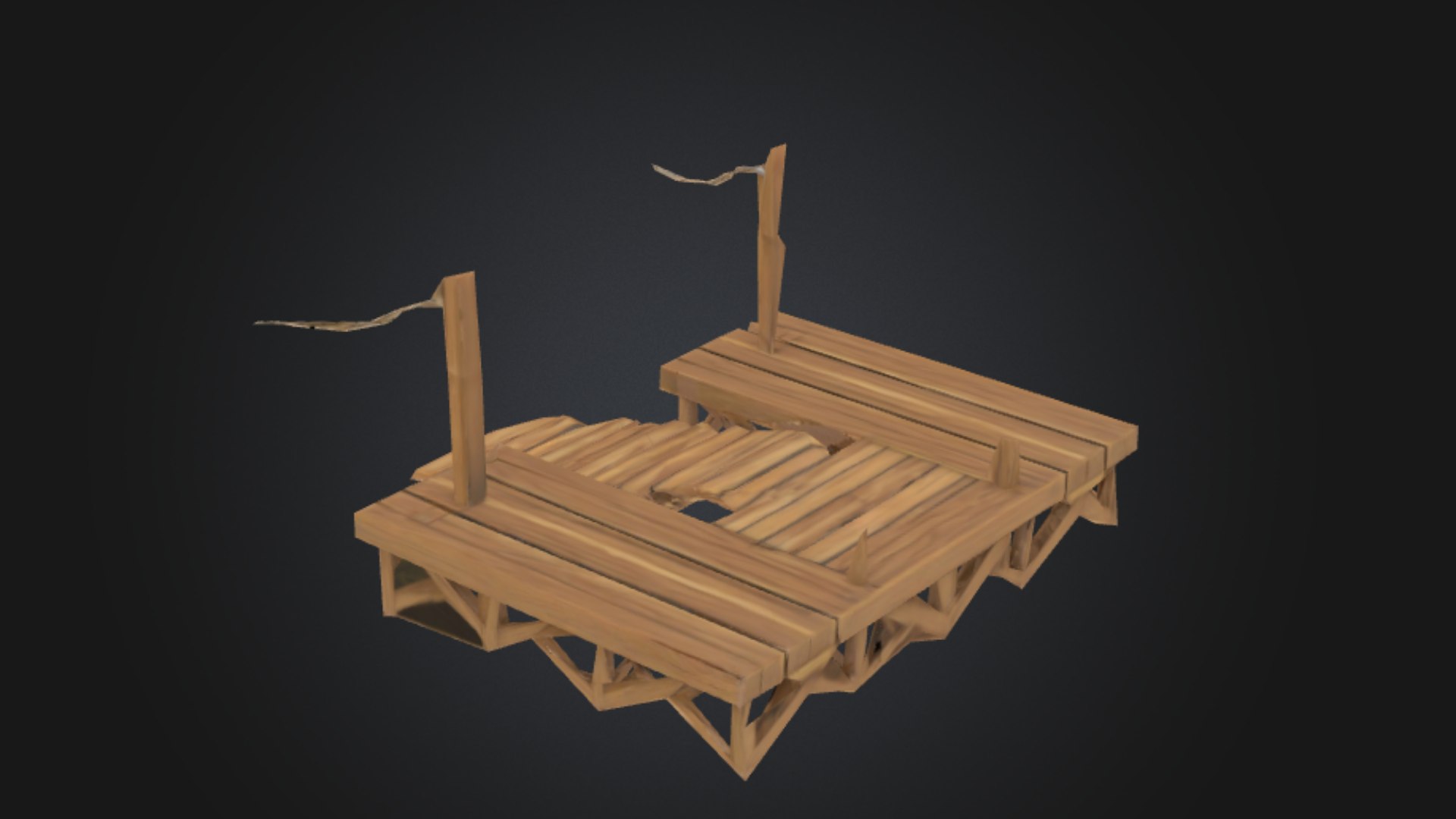 Stylized Wooden Dock Pier Platform 3K Tris Game Ready Asset FBX OBJ ...