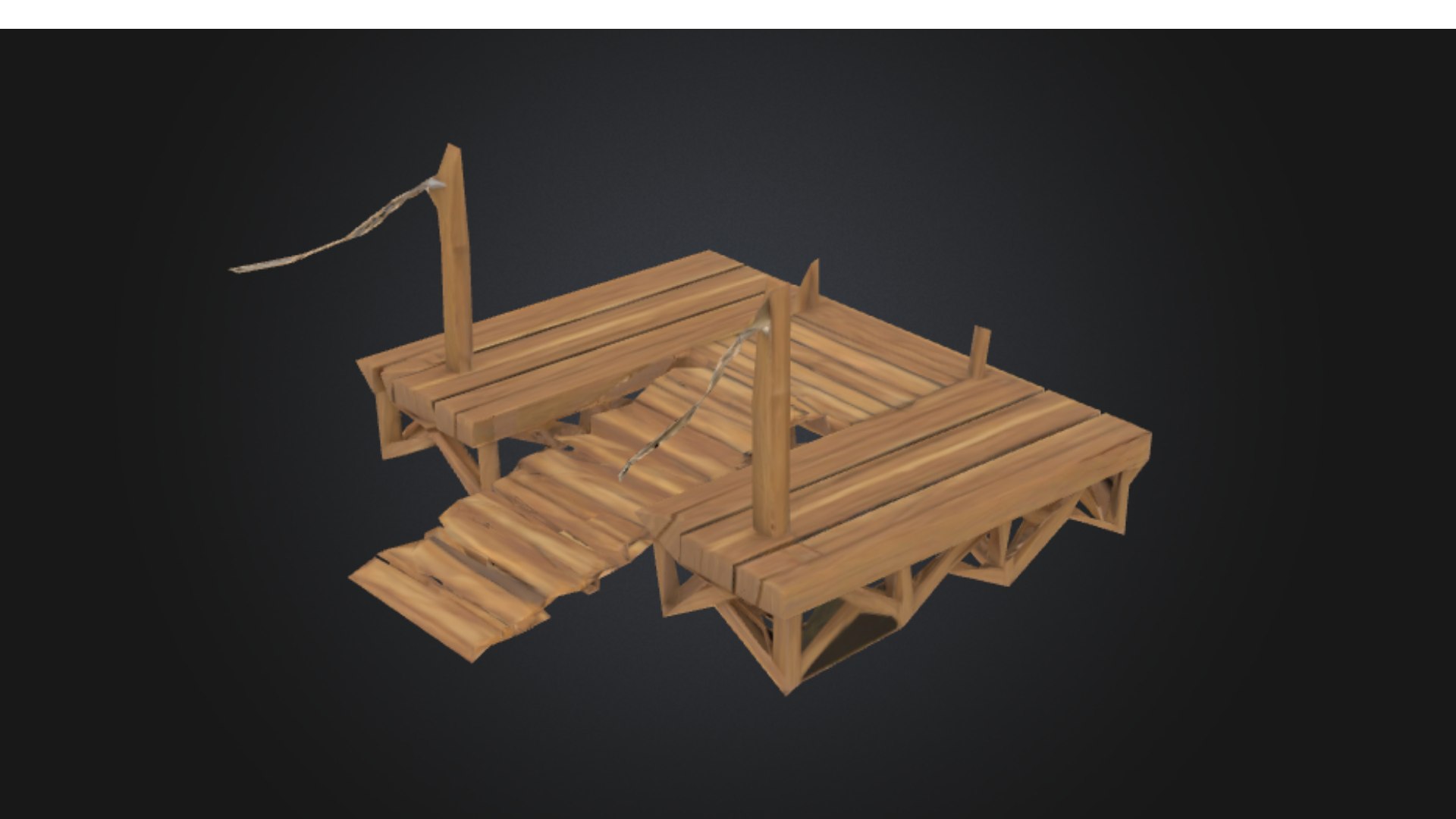 Stylized Wooden Dock Pier Platform 3K Tris Game Ready Asset FBX OBJ ...
