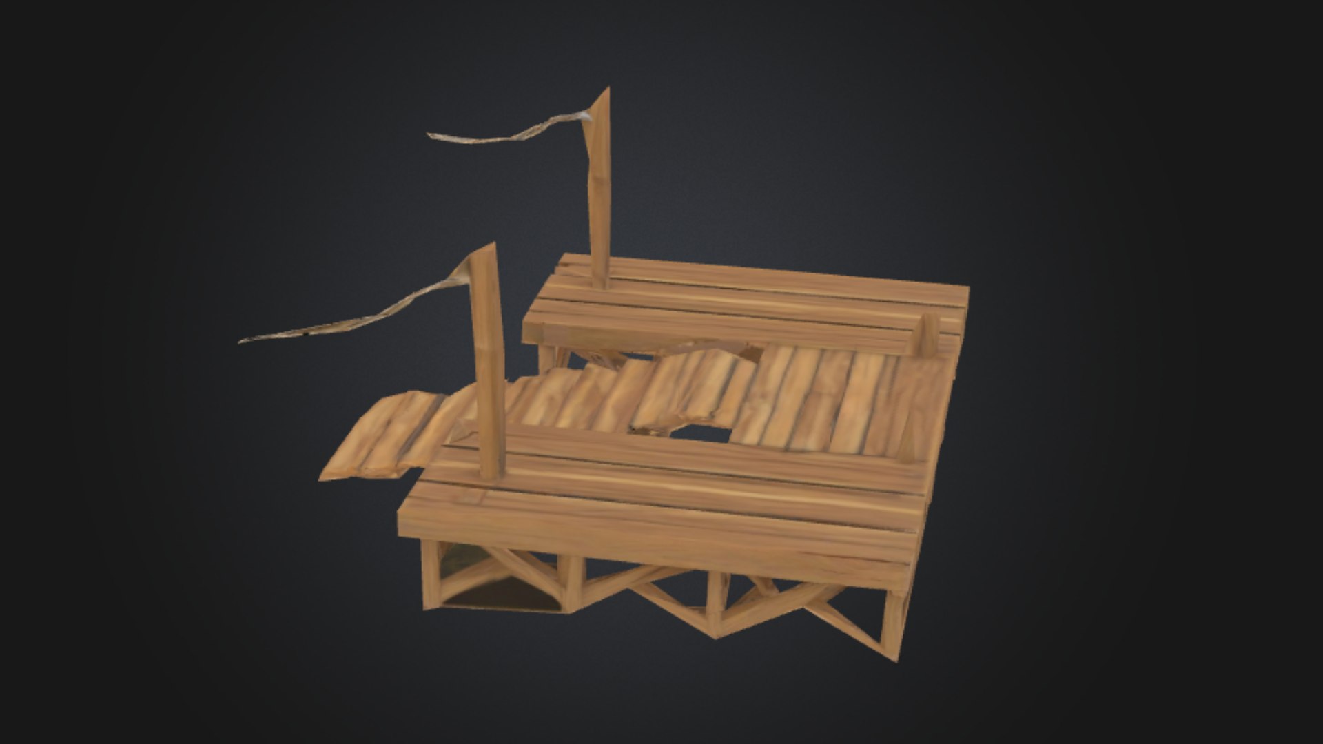 Stylized Wooden Dock Pier Platform 3K Tris Game Ready Asset FBX OBJ ...