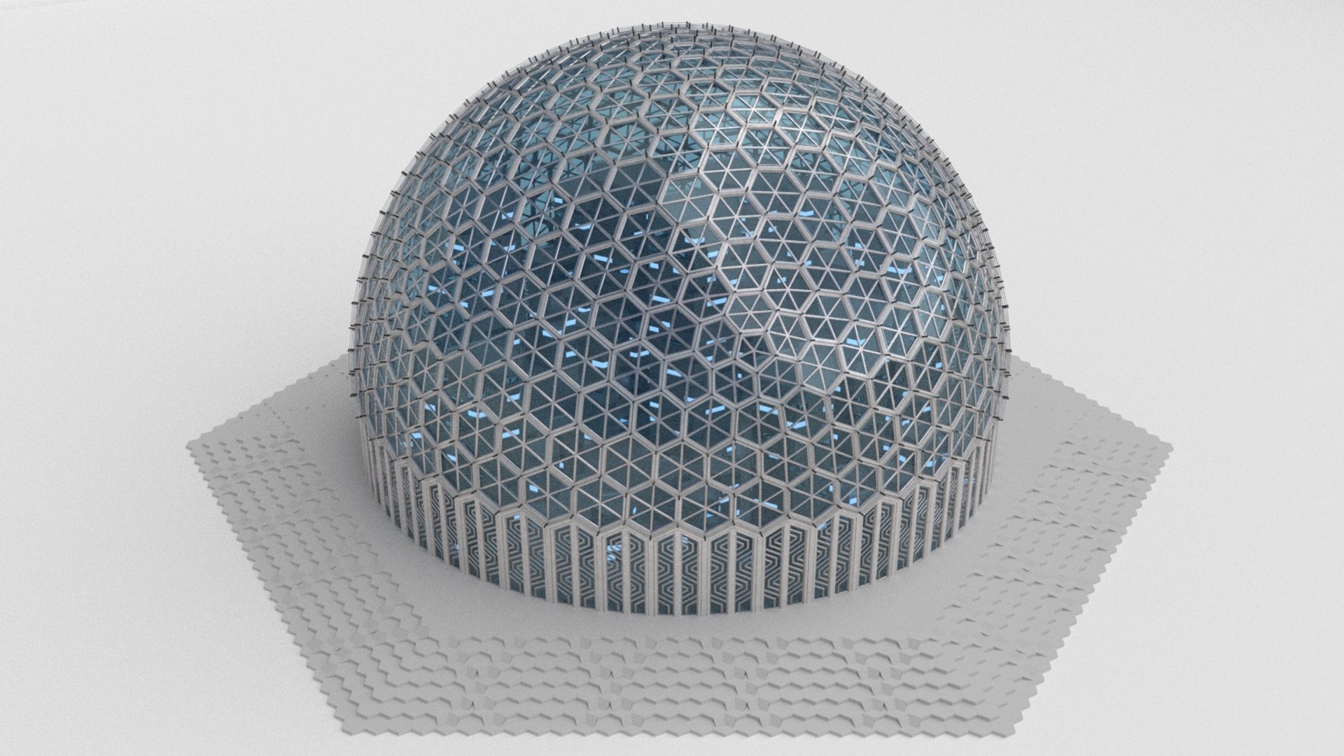 3d Big Sized Dome Hexagon Model
