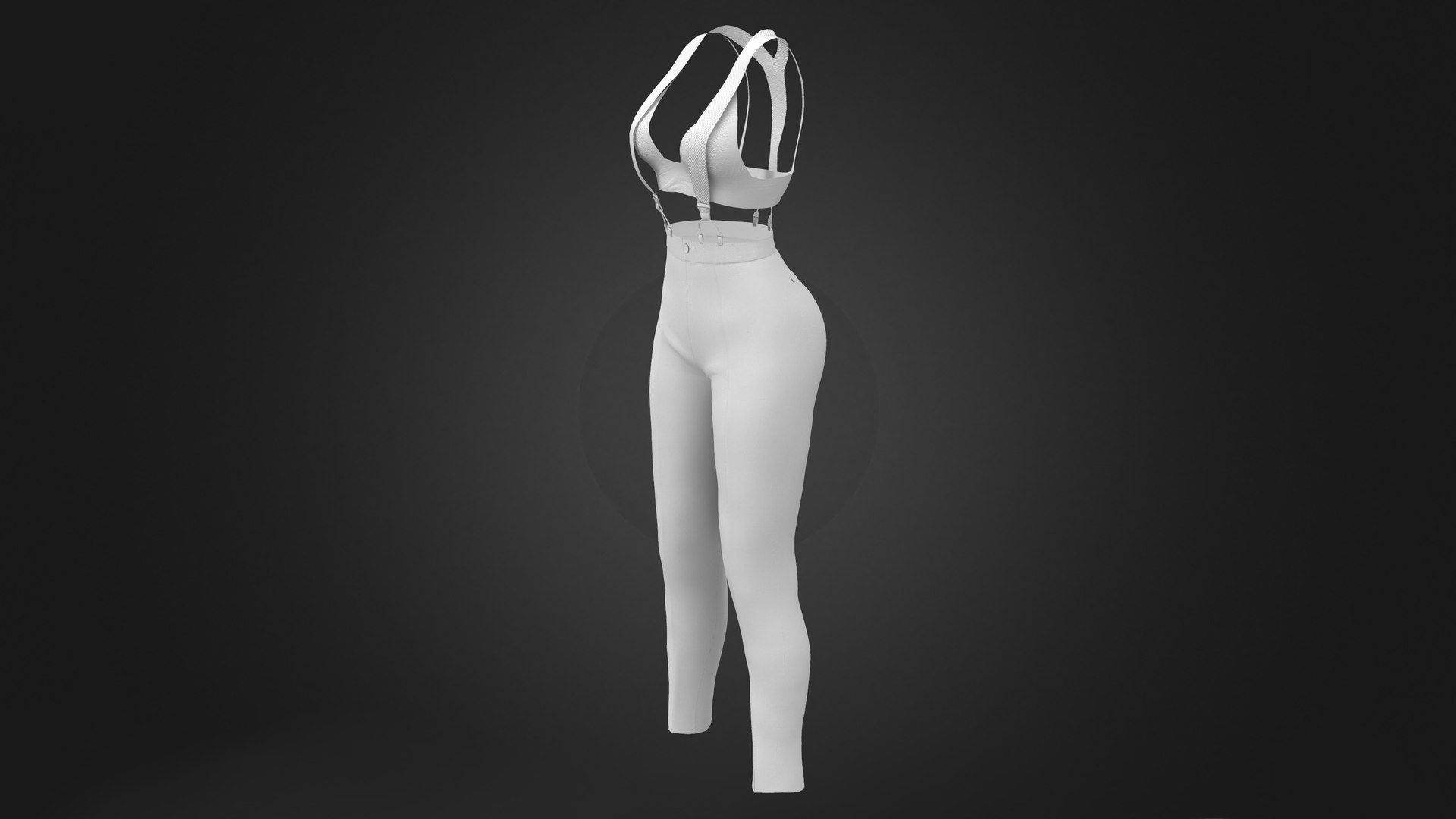 High Waist Pants With Suspenders Over Bralet 3D Model - TurboSquid 1975021