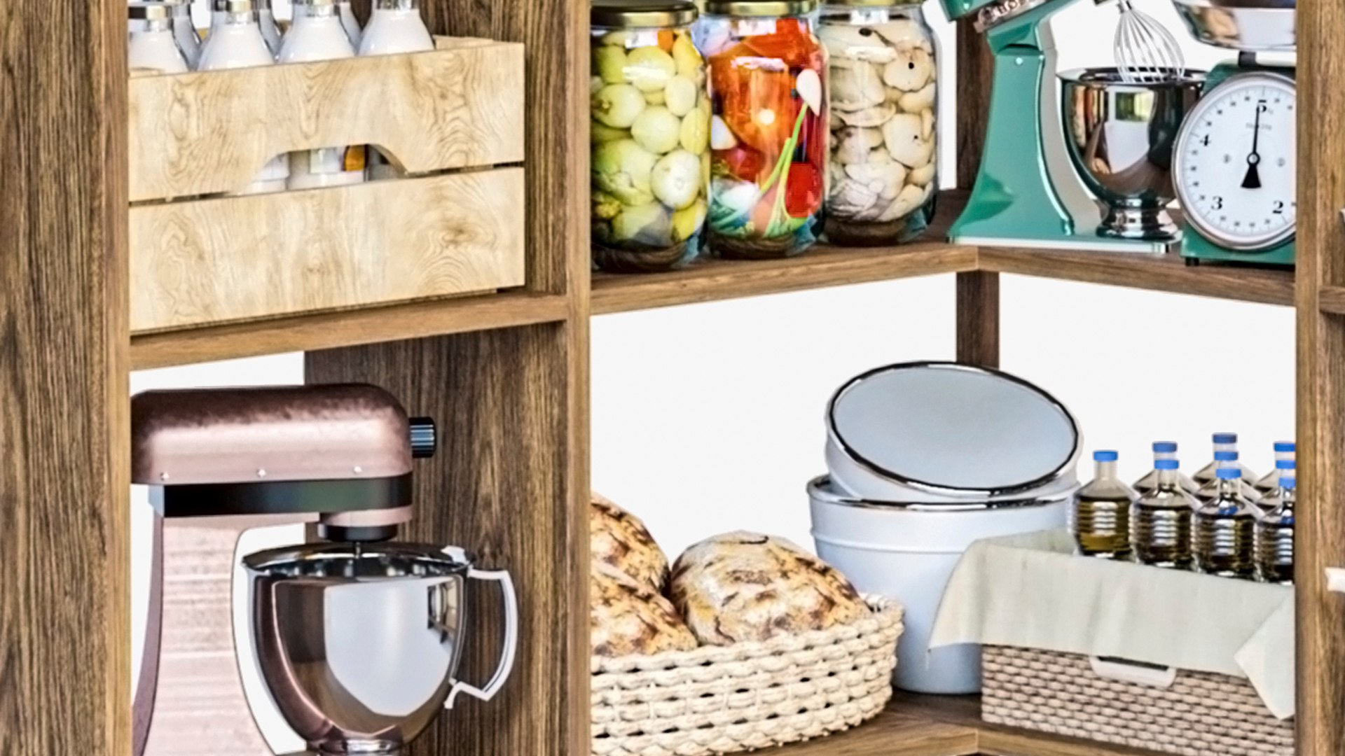 Shelf With Dishes Kitchen Utensils And Preserves 3D Model - TurboSquid ...