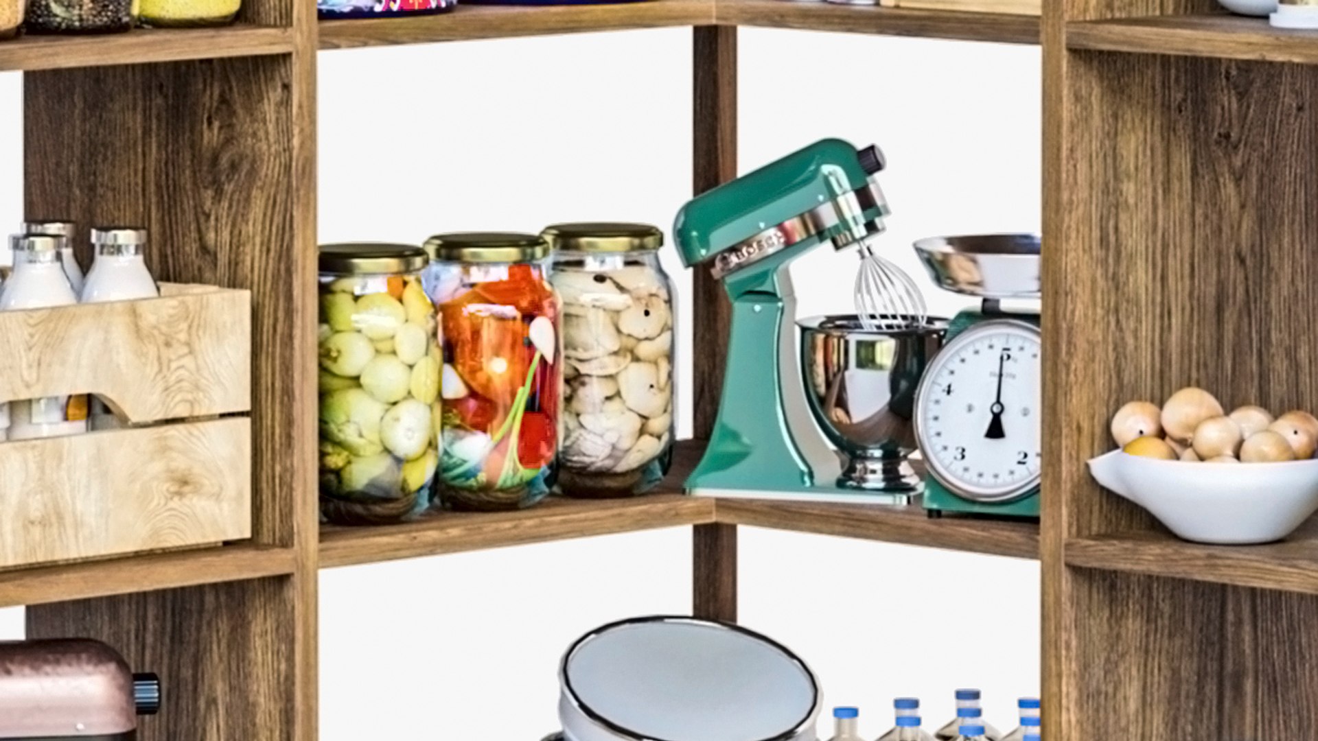 Shelf With Dishes Kitchen Utensils And Preserves 3D Model - TurboSquid ...