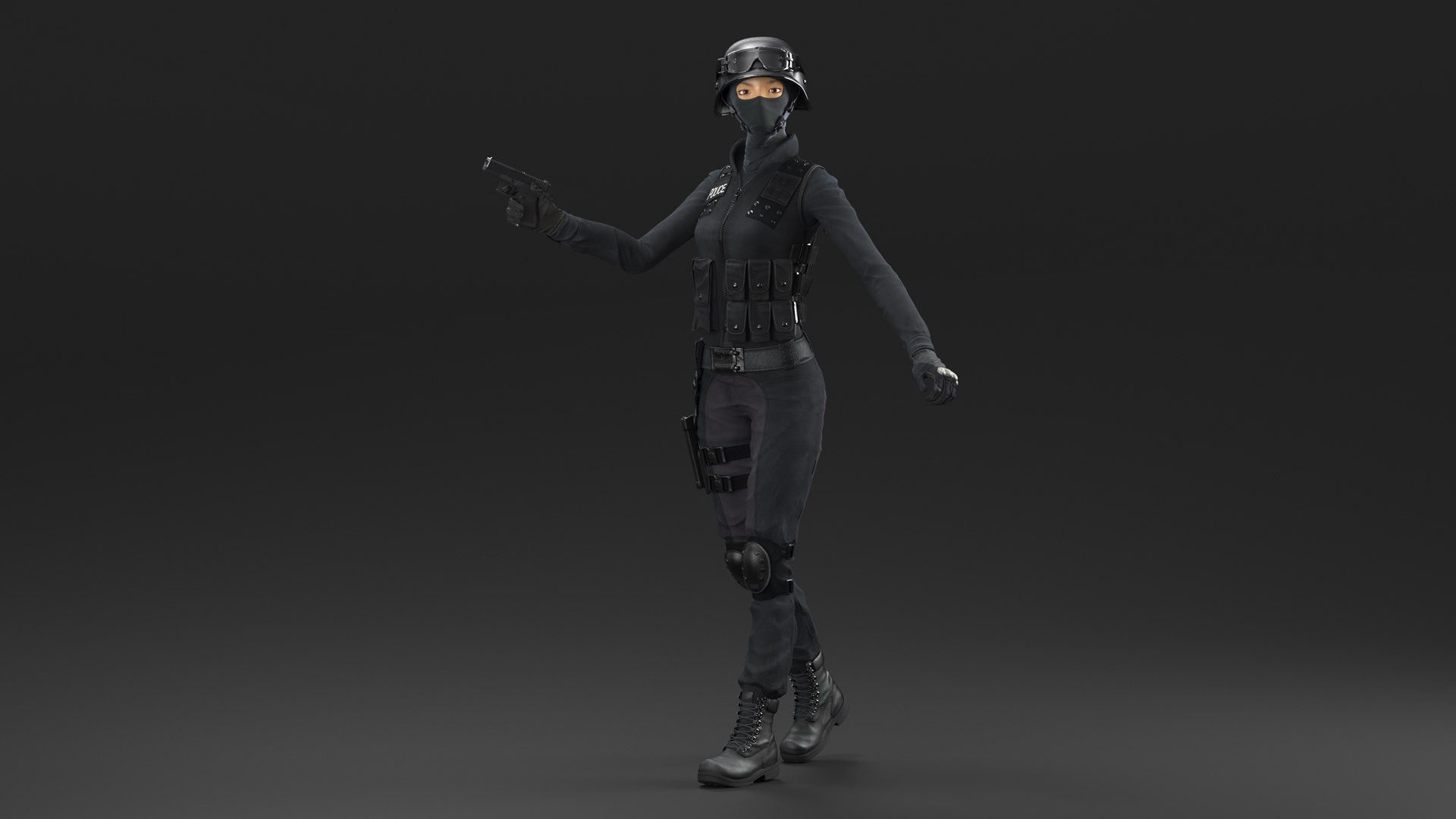 3D Female Military Swat Asian Rigged For Cinema 4D - TurboSquid 2297382