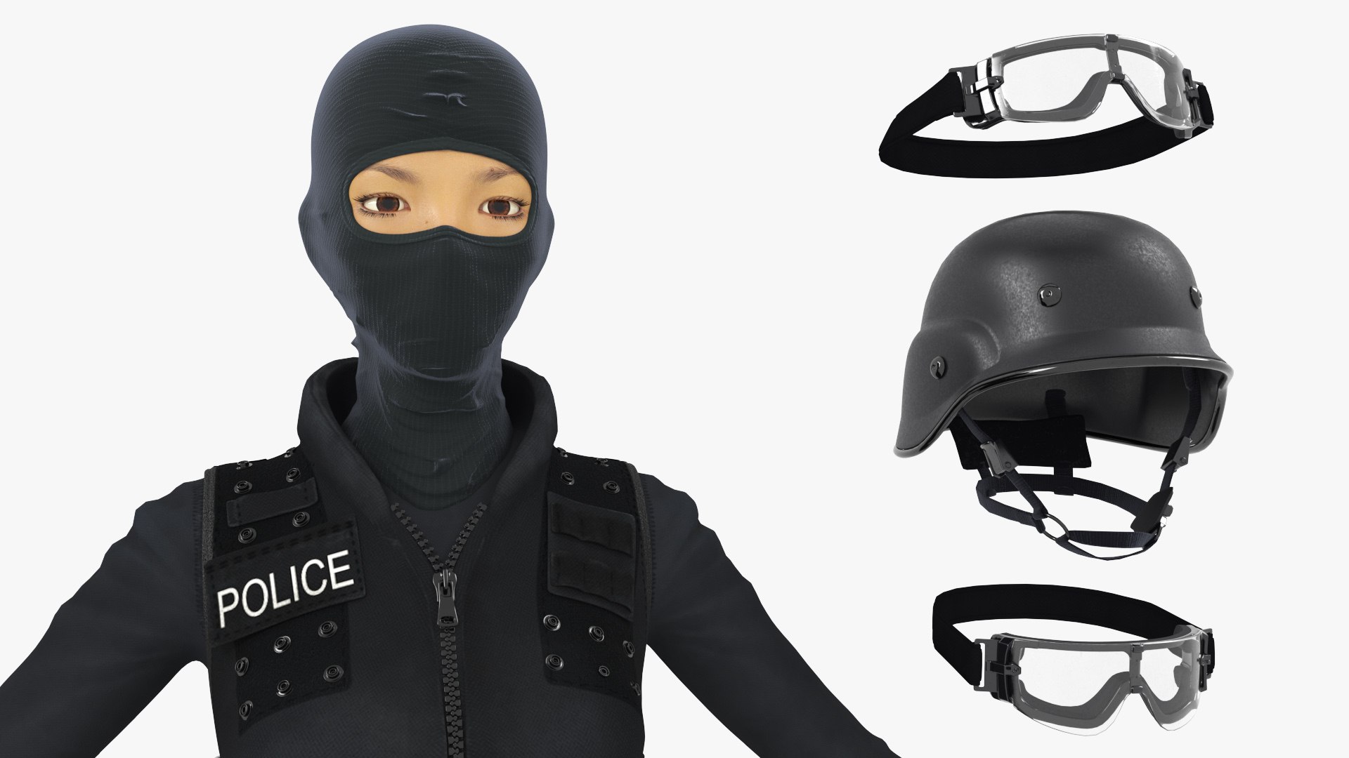 3D Female Military Swat Asian Rigged For Cinema 4D - TurboSquid 2297382