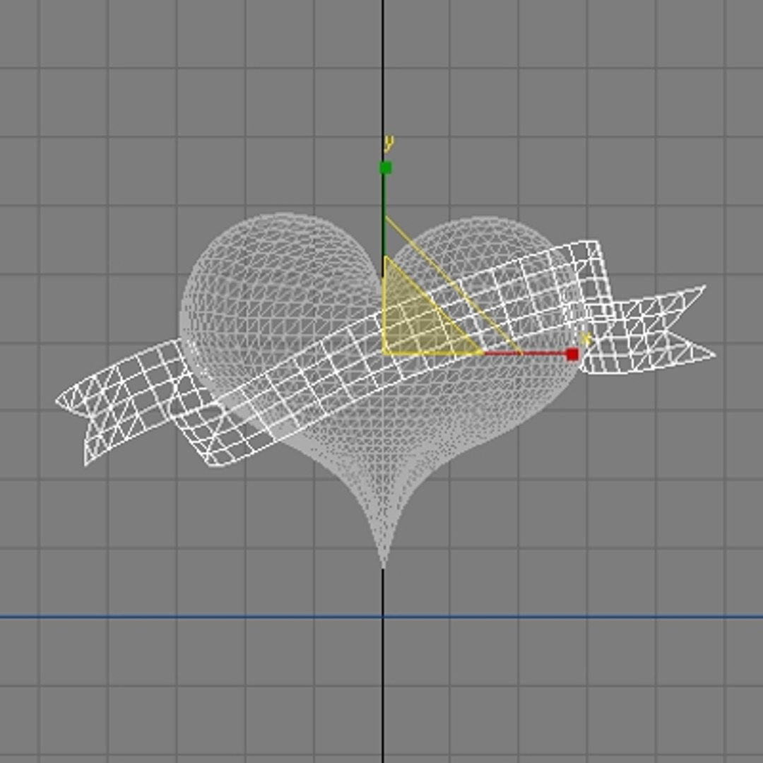 Cartoon Heart Ribbon 3d Model