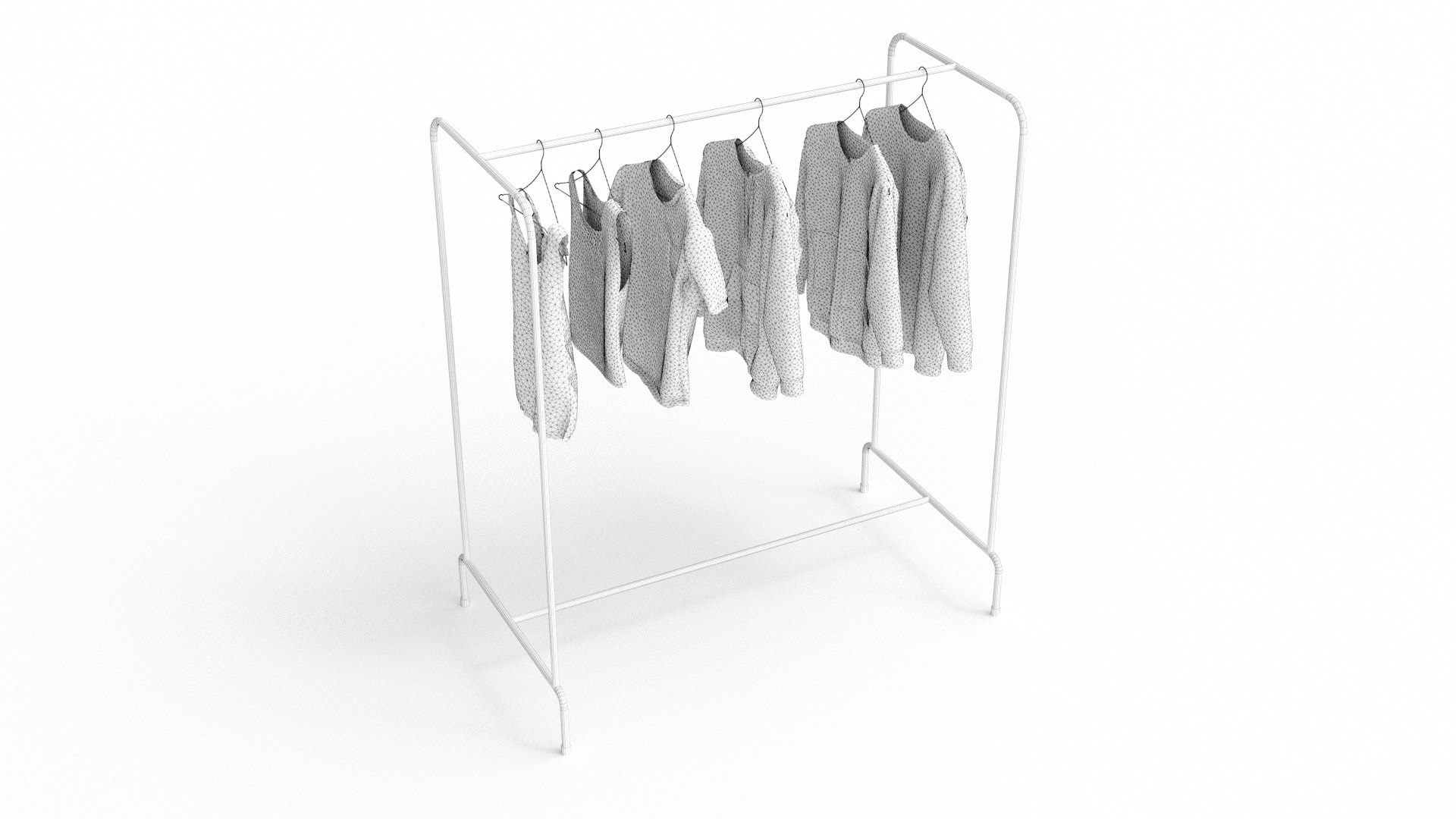 3D Textured Hanged Tshirts Cloth Rack model - TurboSquid 1742812