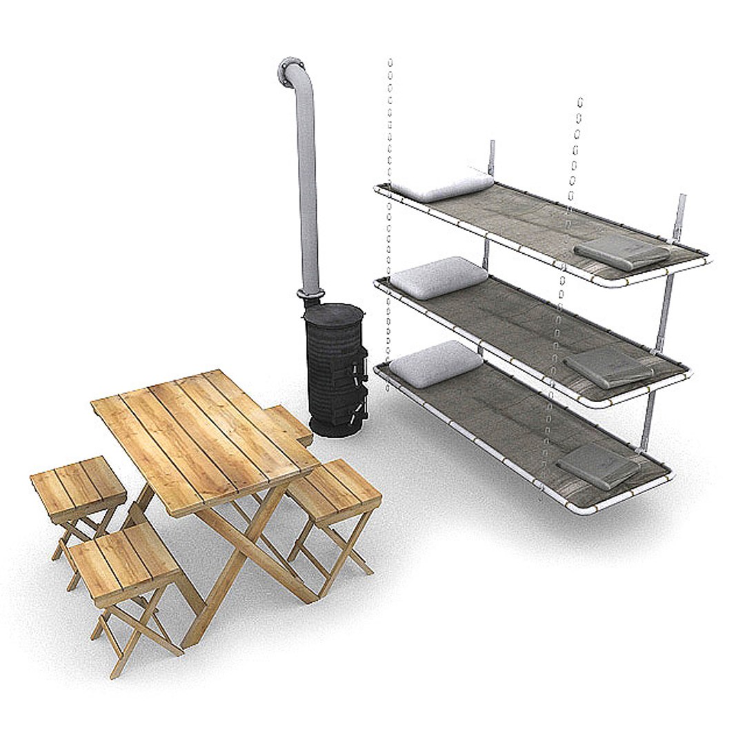 3d model german bunker items bunk