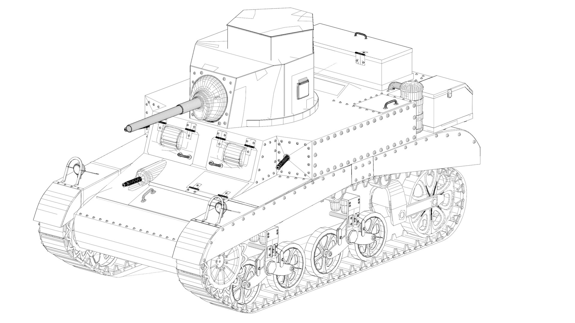 3D Model Simple M3 Stuart Tank - TurboSquid 1843760
