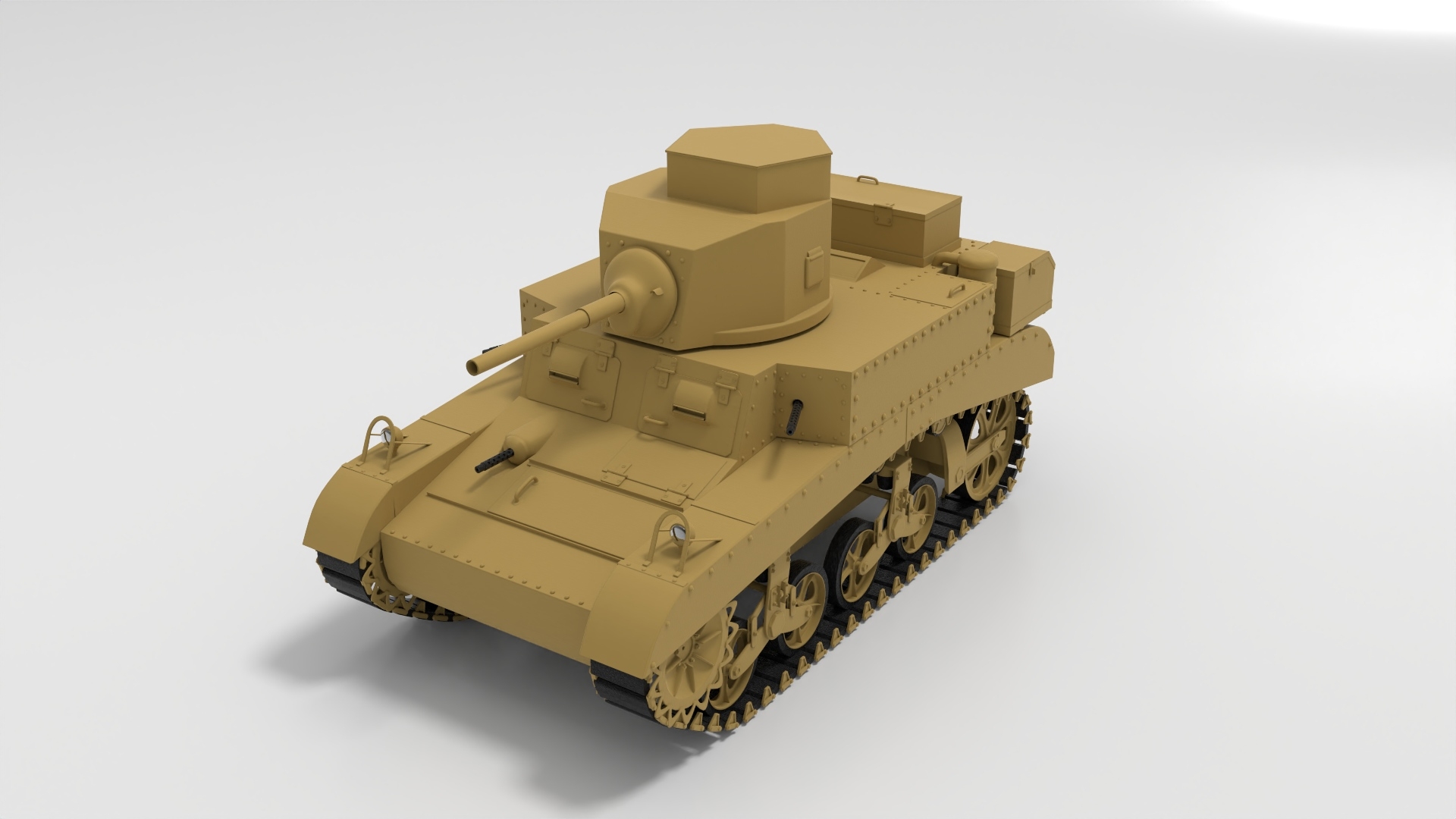 3D Model Simple M3 Stuart Tank - TurboSquid 1843760