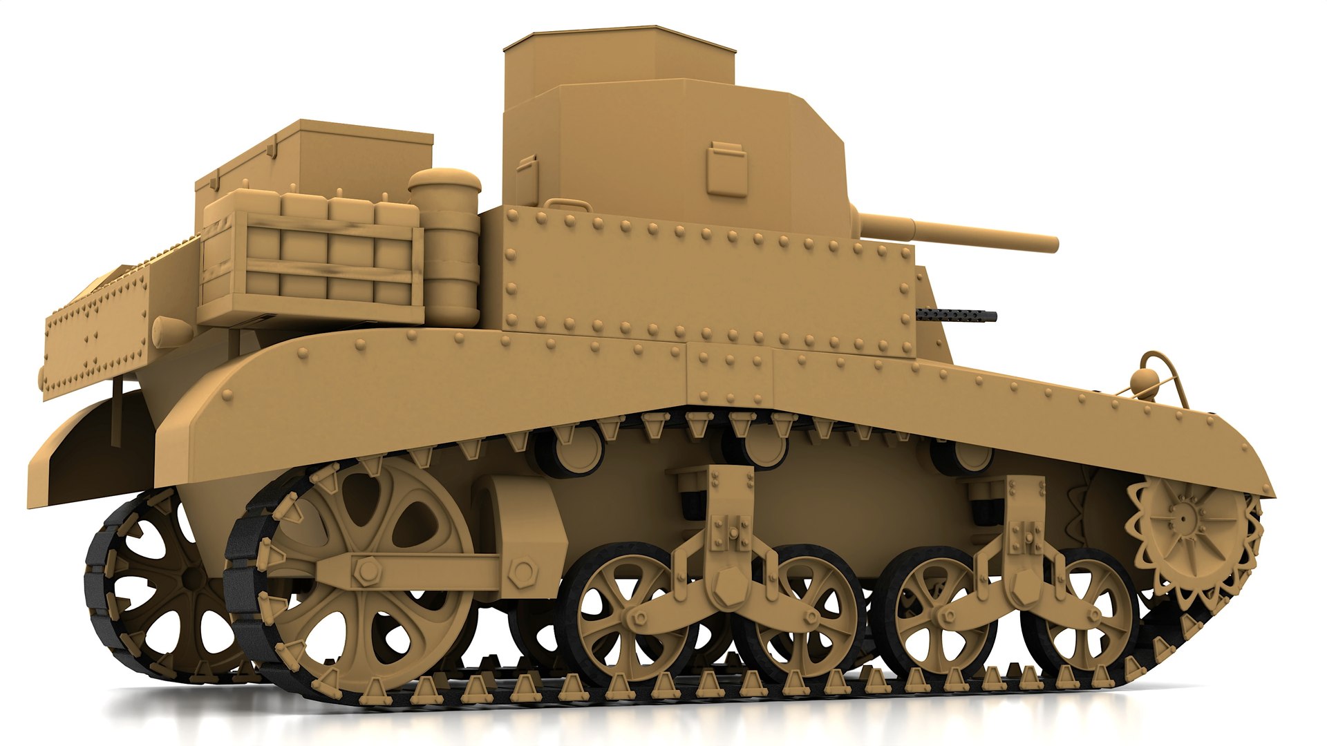 3D Model Simple M3 Stuart Tank - TurboSquid 1843760