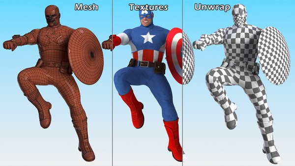 modelo 3d Pose de lucha de dibujos animados del Capitán América ...