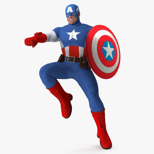 modelo 3d Pose de lucha de dibujos animados del Capitán América ...