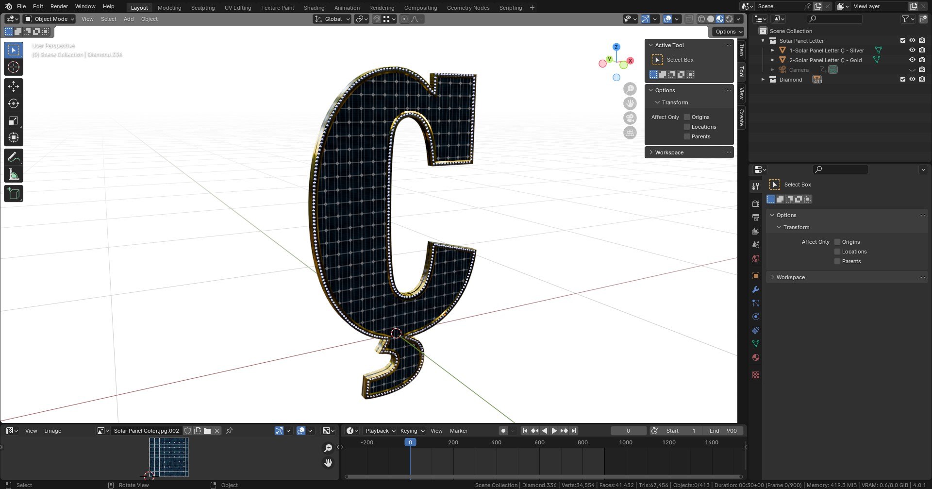 3D Solar Panel Letter - C - TurboSquid 2242046