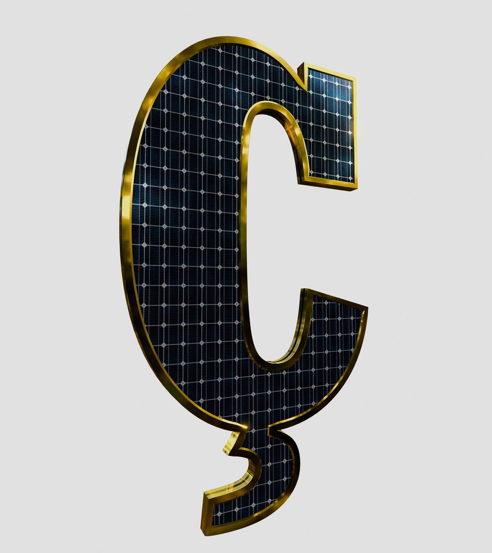 3D Solar Panel Letter - C - TurboSquid 2242046