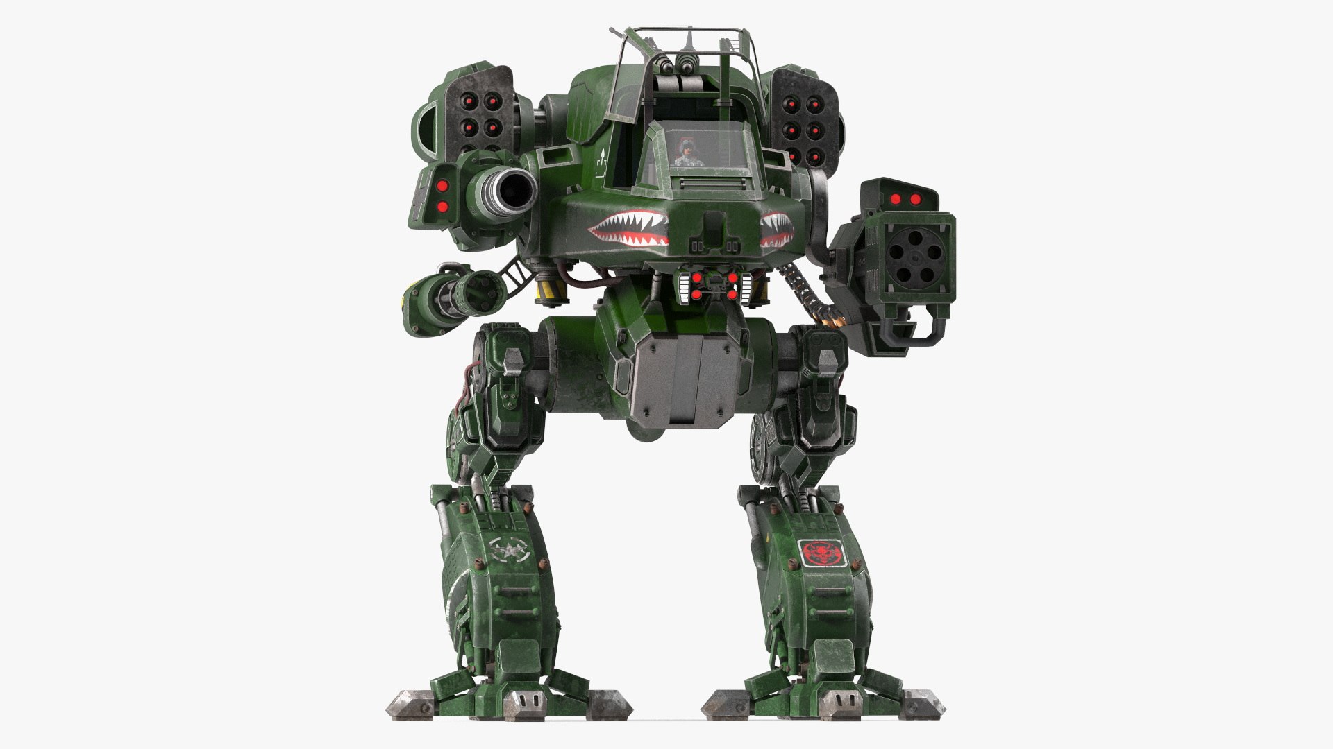 3D Concept Military Dark Green Robot with Pilot Rigged - TurboSquid 2124506