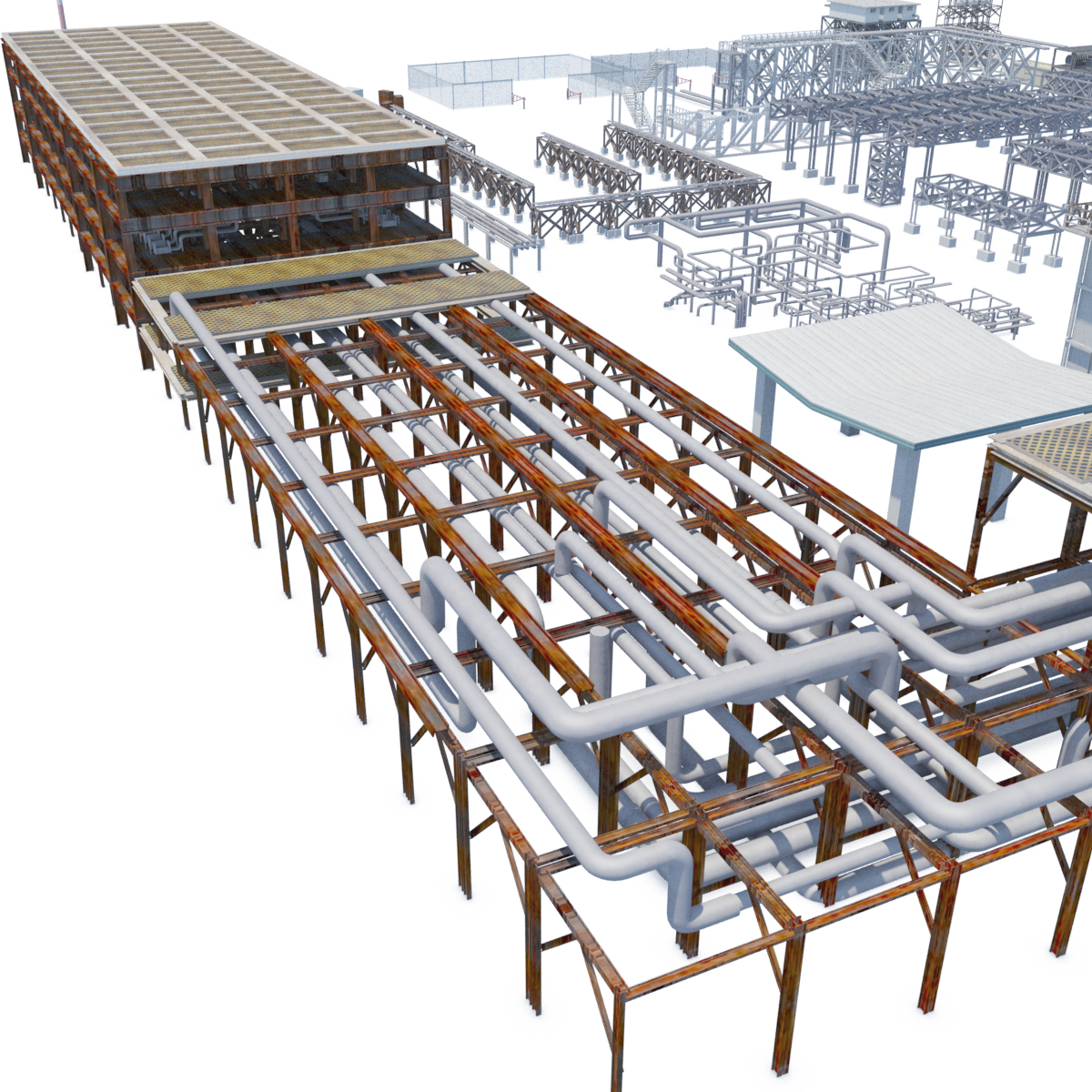 industrial buildings structures frames 3d max