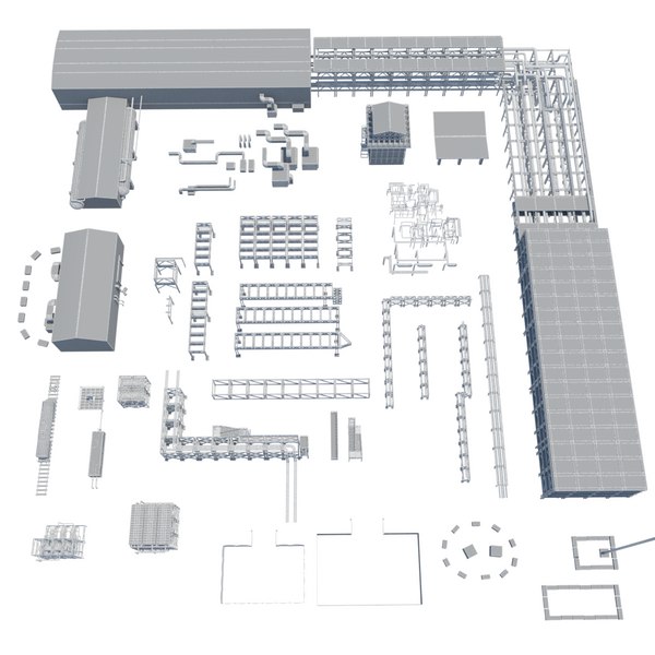 industrial buildings structures frames 3d max