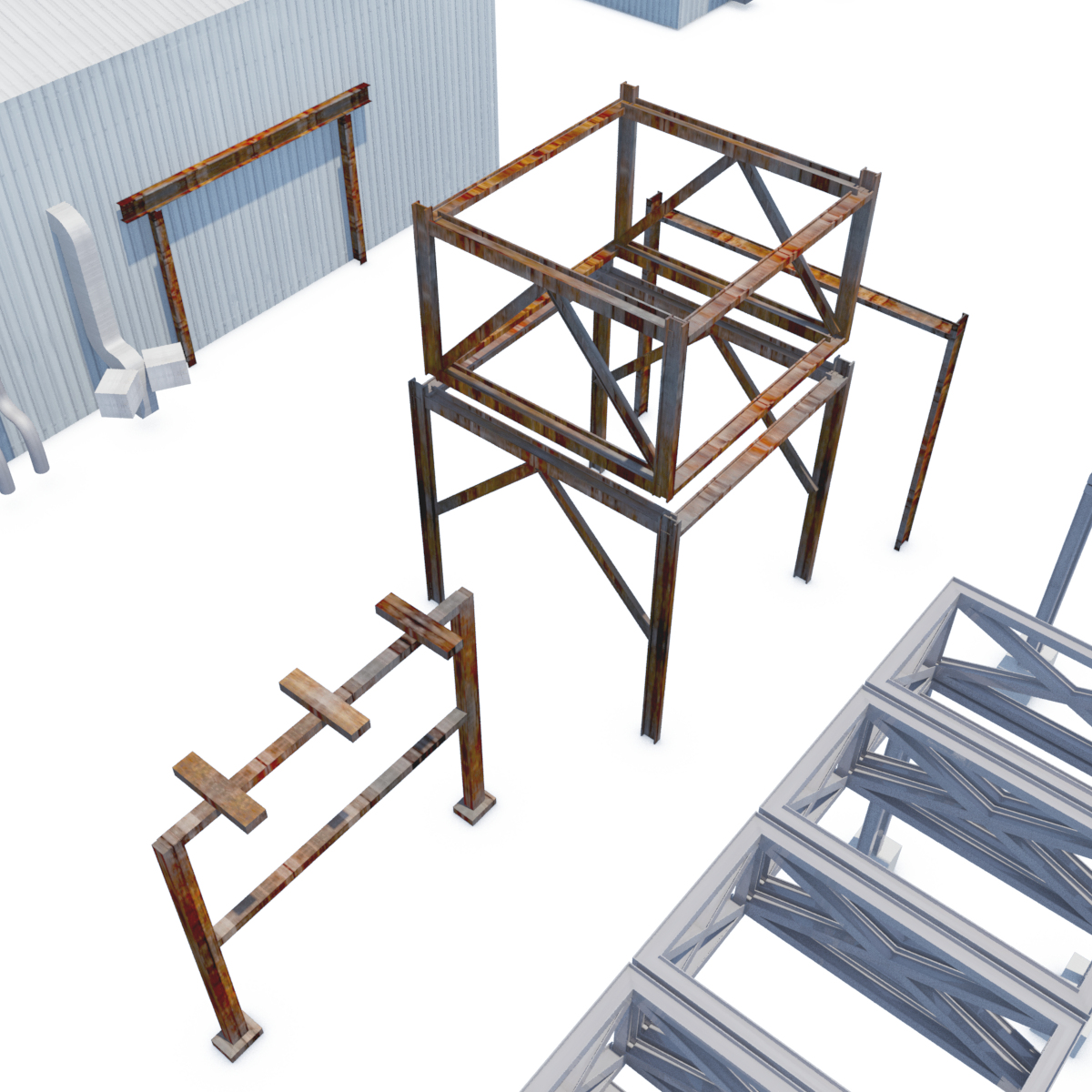 industrial buildings structures frames 3d max