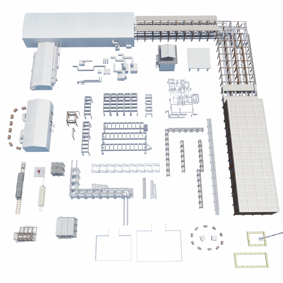 industrial buildings structures frames 3d max