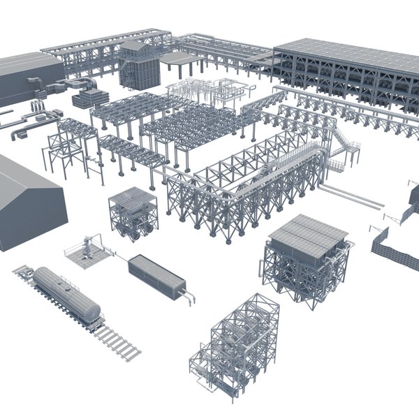 industrial buildings structures frames 3d max